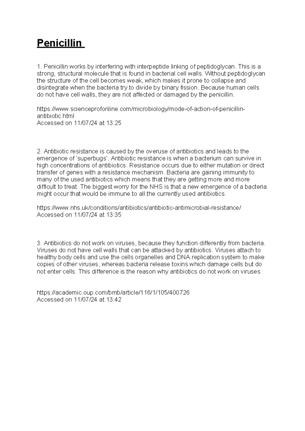 Penicillin - penecillin - Penicillin 1. Penicillin works by interfering ...