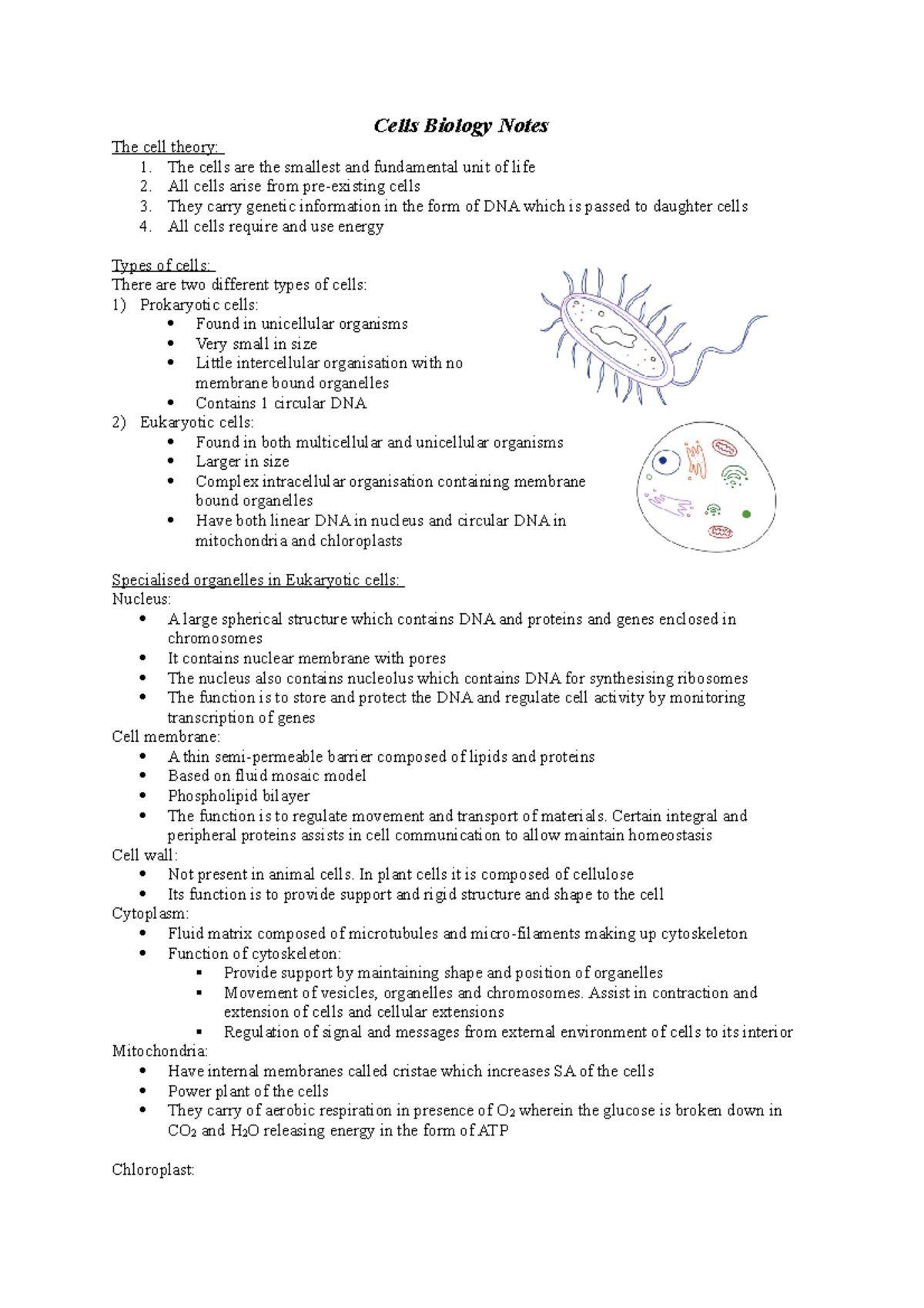 Cells Biology Notes - The cells are the smallest and fundamental unit ...