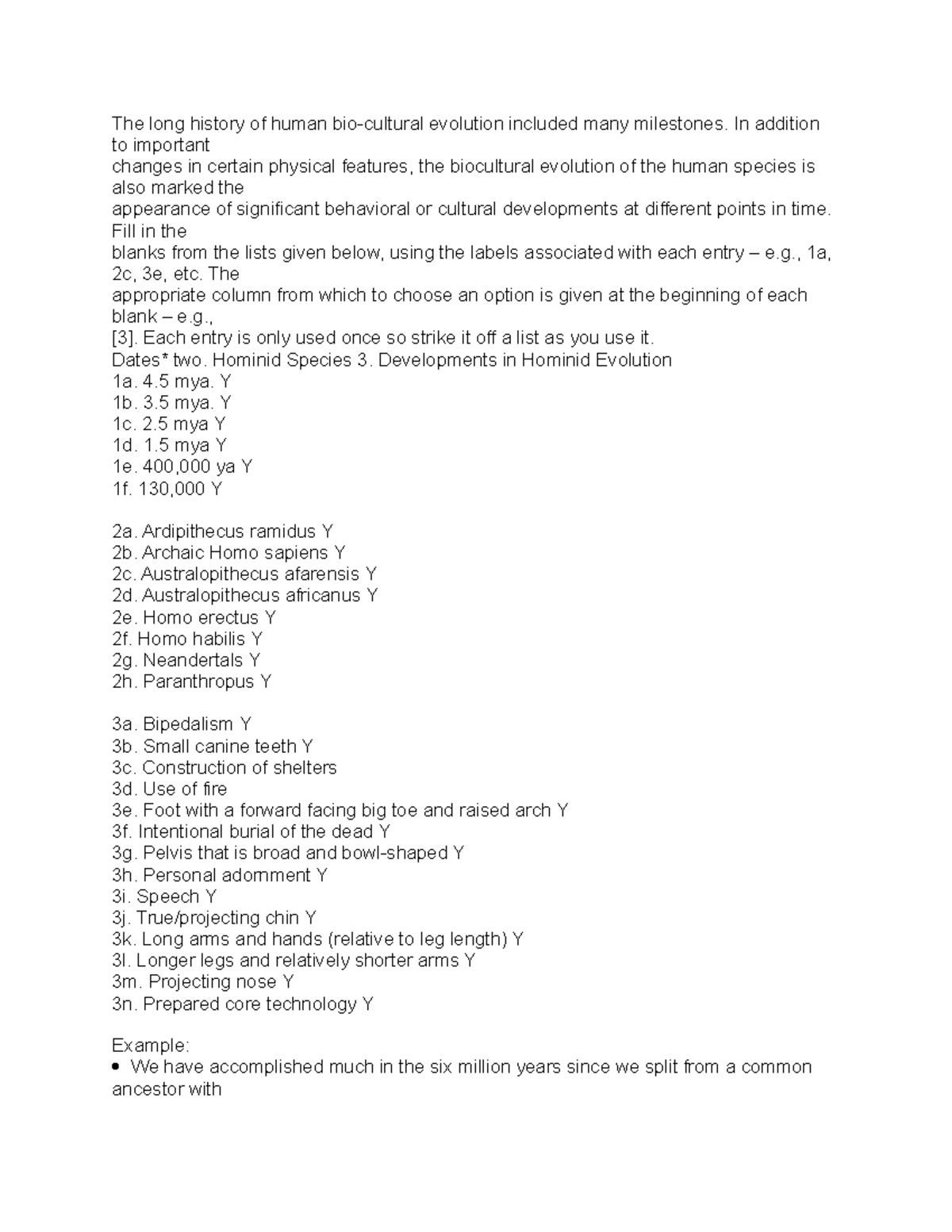 Anth 1131- Final Exam Guide - The long history of human bio-cultural ...
