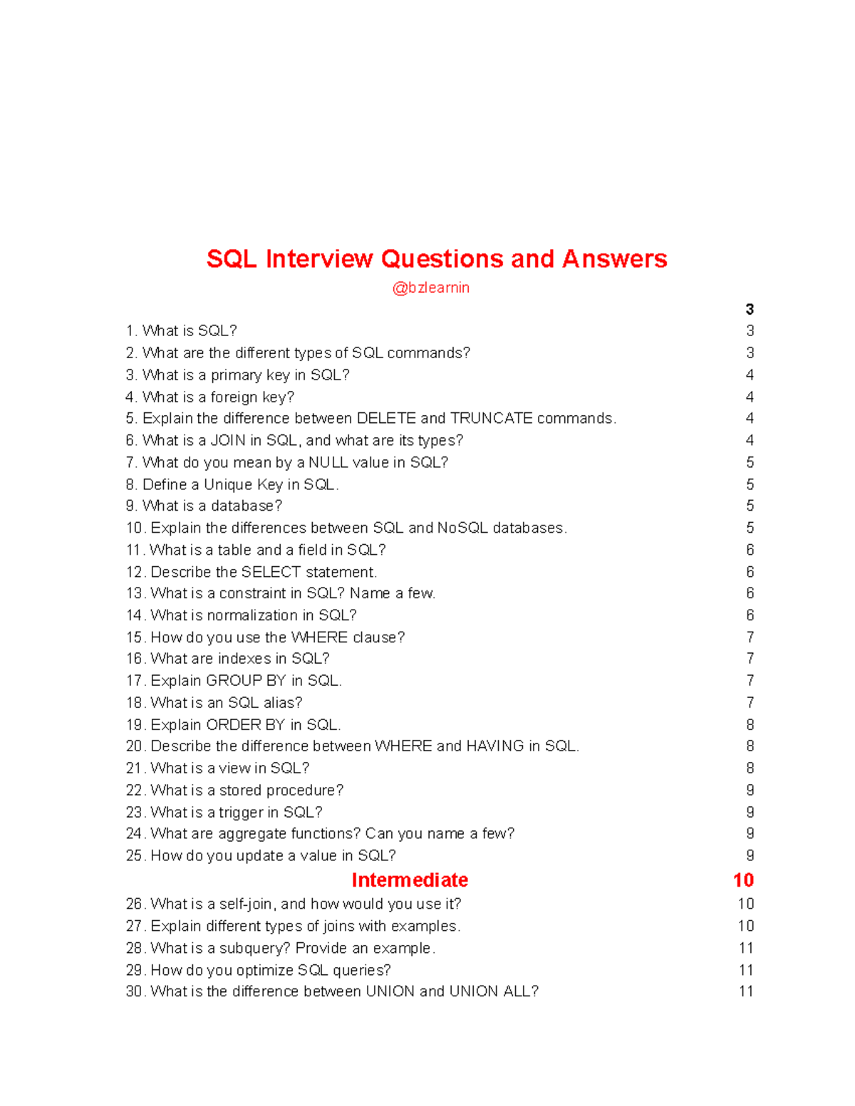 SQL Interview Questions and Answers - What is a JOIN in SQL, and what ...