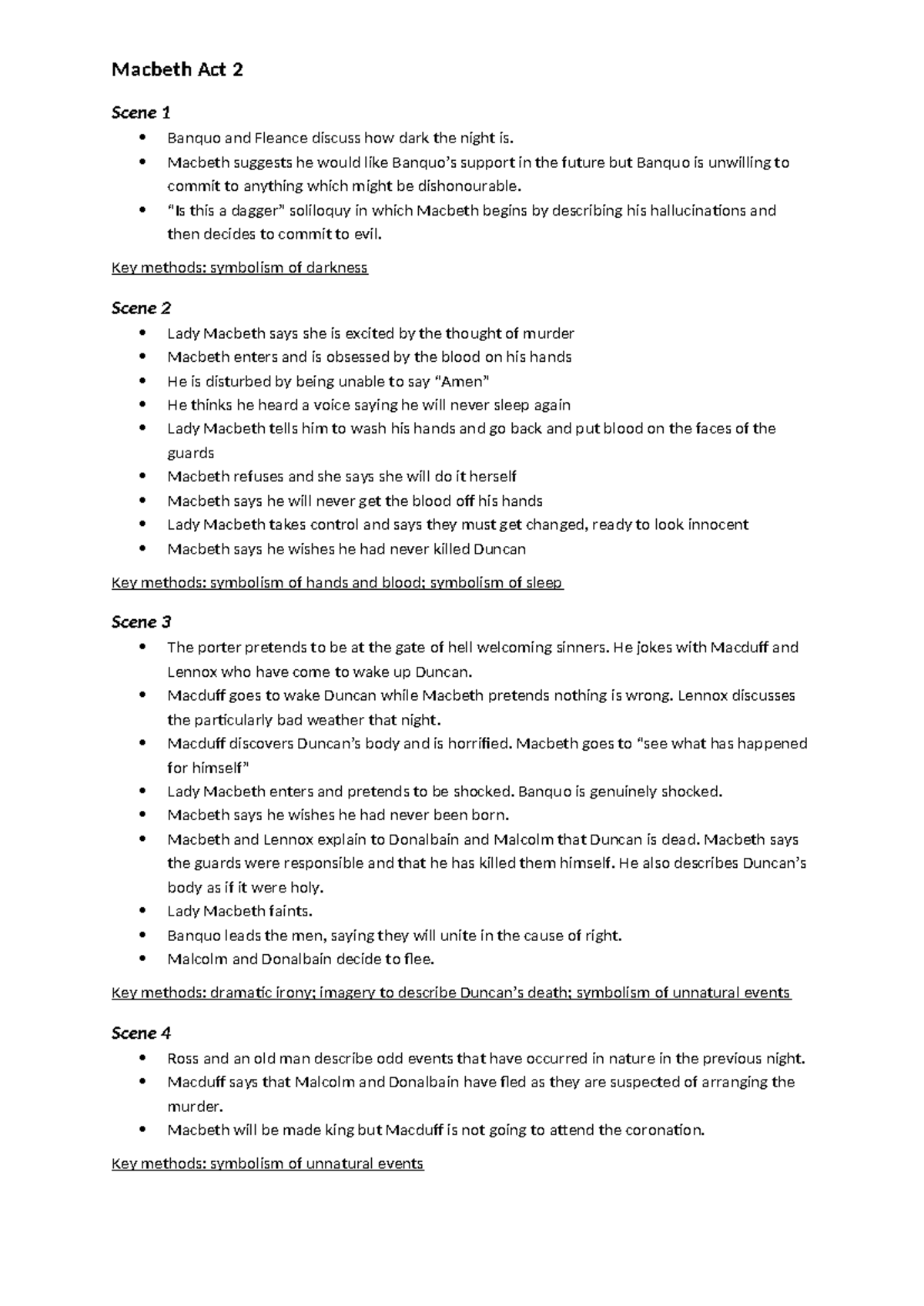 Macbeth revision - Act 2 and 3 - Macbeth Act 2 Scene 1 Banquo and ...
