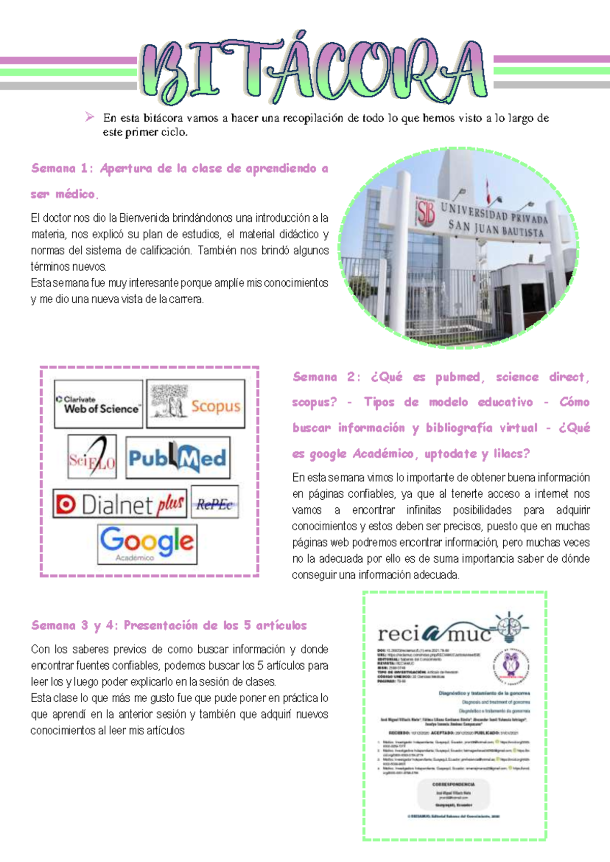 Bitacora 1 - En esta bitácora vamos a hacer una recopilación de todo lo ...