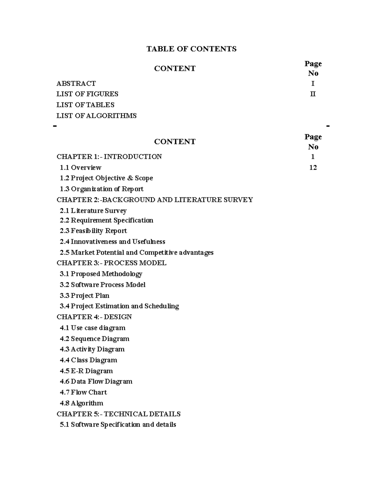 Table of Contents - xyz - TABLE OF CONTENTS CONTENT PageNo ABSTRACT I ...