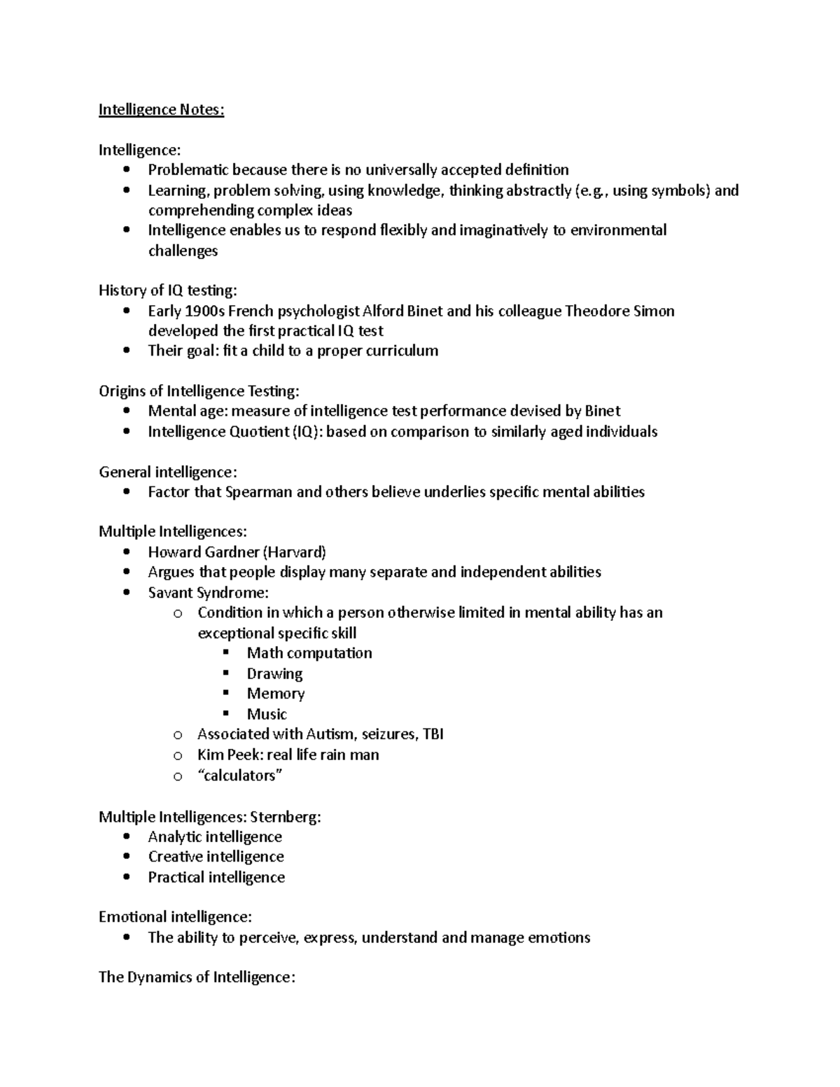 Intelligence Notes - Necessary info for tests - Intelligence Notes ...