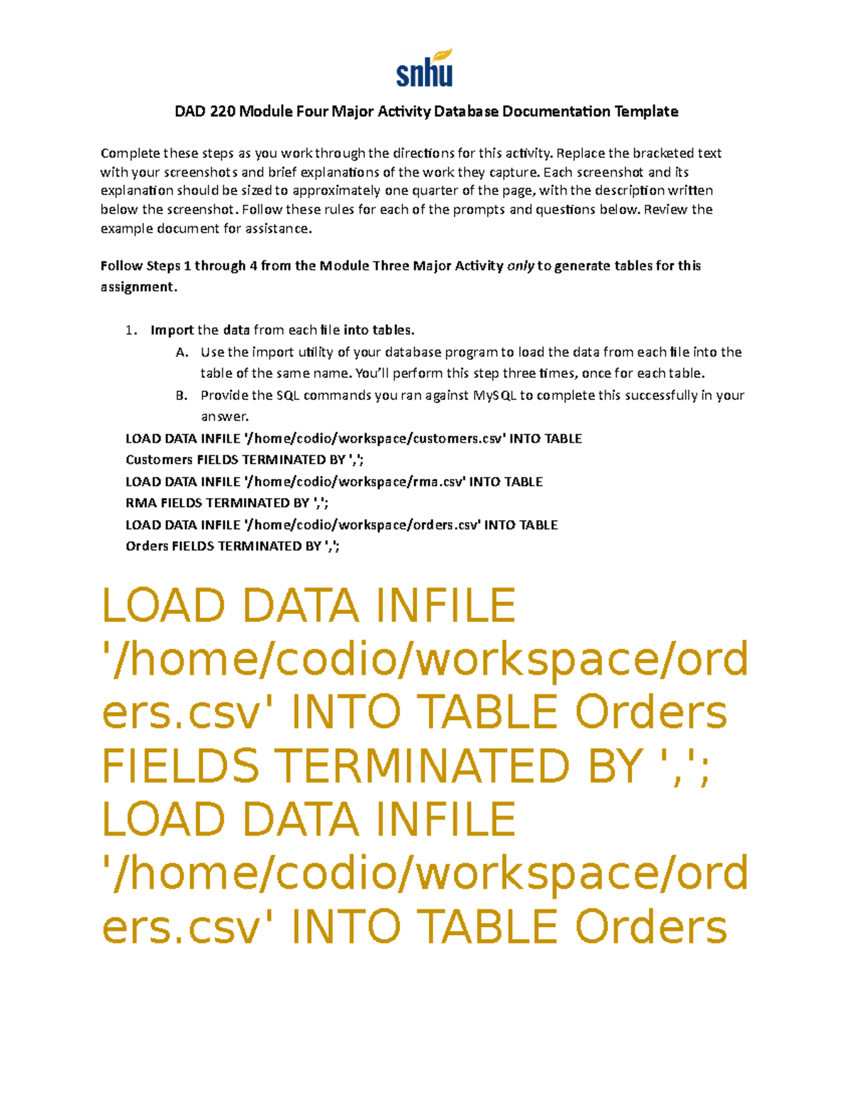 Mod 4 assing - module 4 help - DAD 220 Module Four Major Activity ...