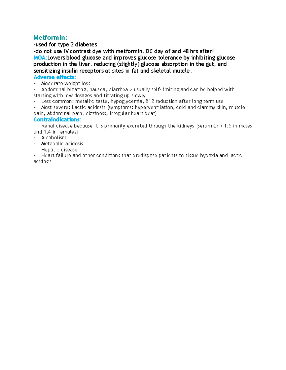 Metformin medication med cards med surgery - Metformin: -used for type ...