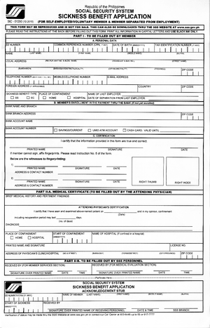 SSS Sickness Reimbursement Form - Psychology - Studocu