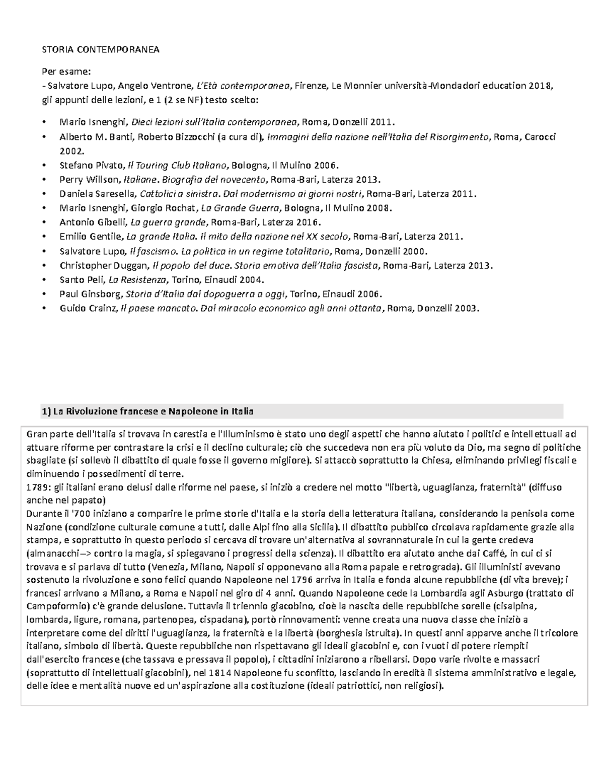 Storia contemporanea - STORIA CONTEMPORANEA Per esame: Salvatore Lupo ...