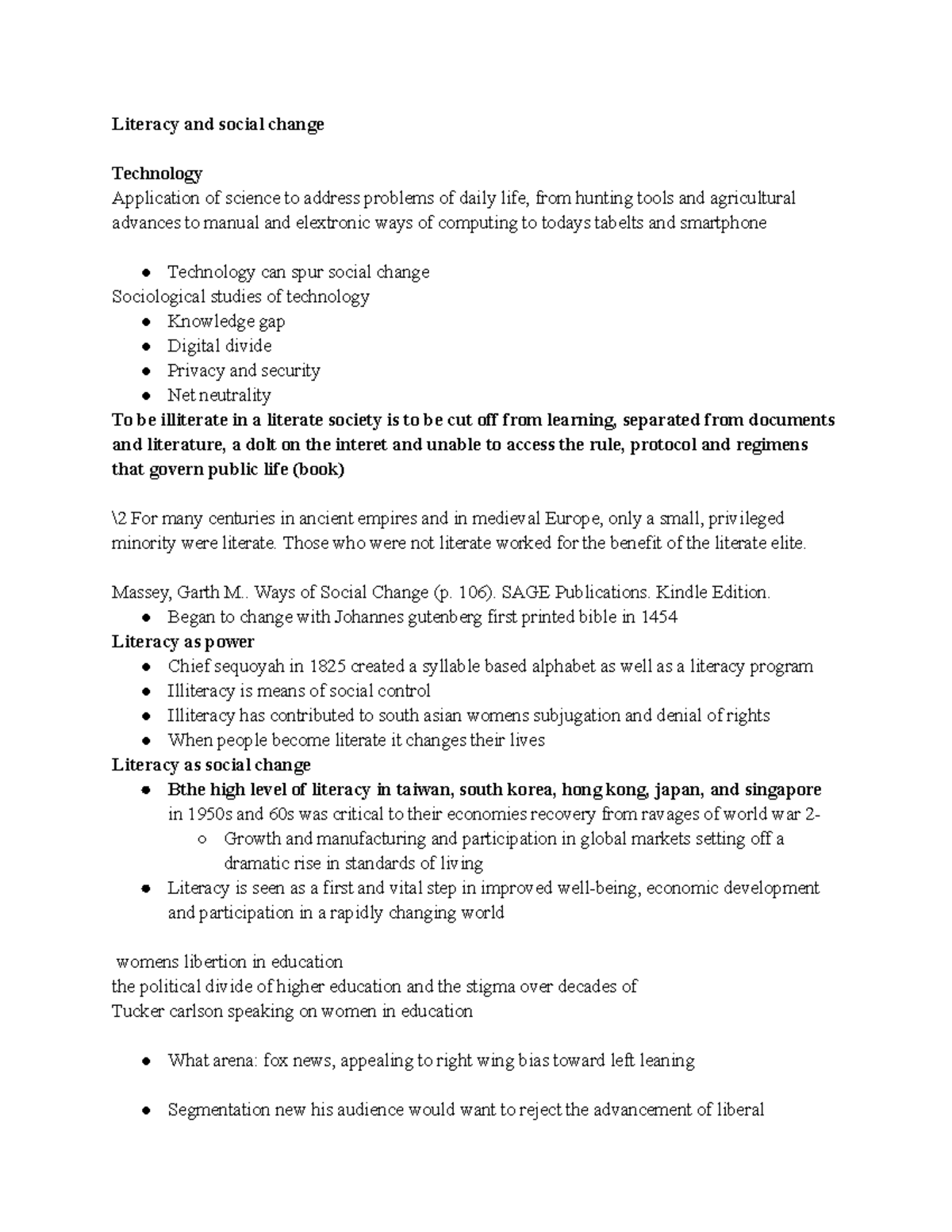 Unit 2 - unit 2 notes - Literacy and social change Technology ...