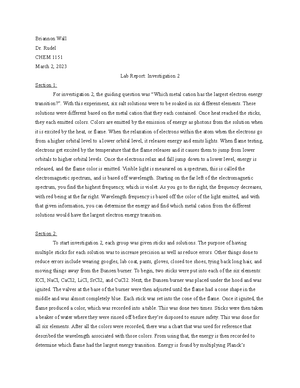 Lab Report Investigation 4 - ***** Dr. Rudel Section 015 March 29, 2023 ...