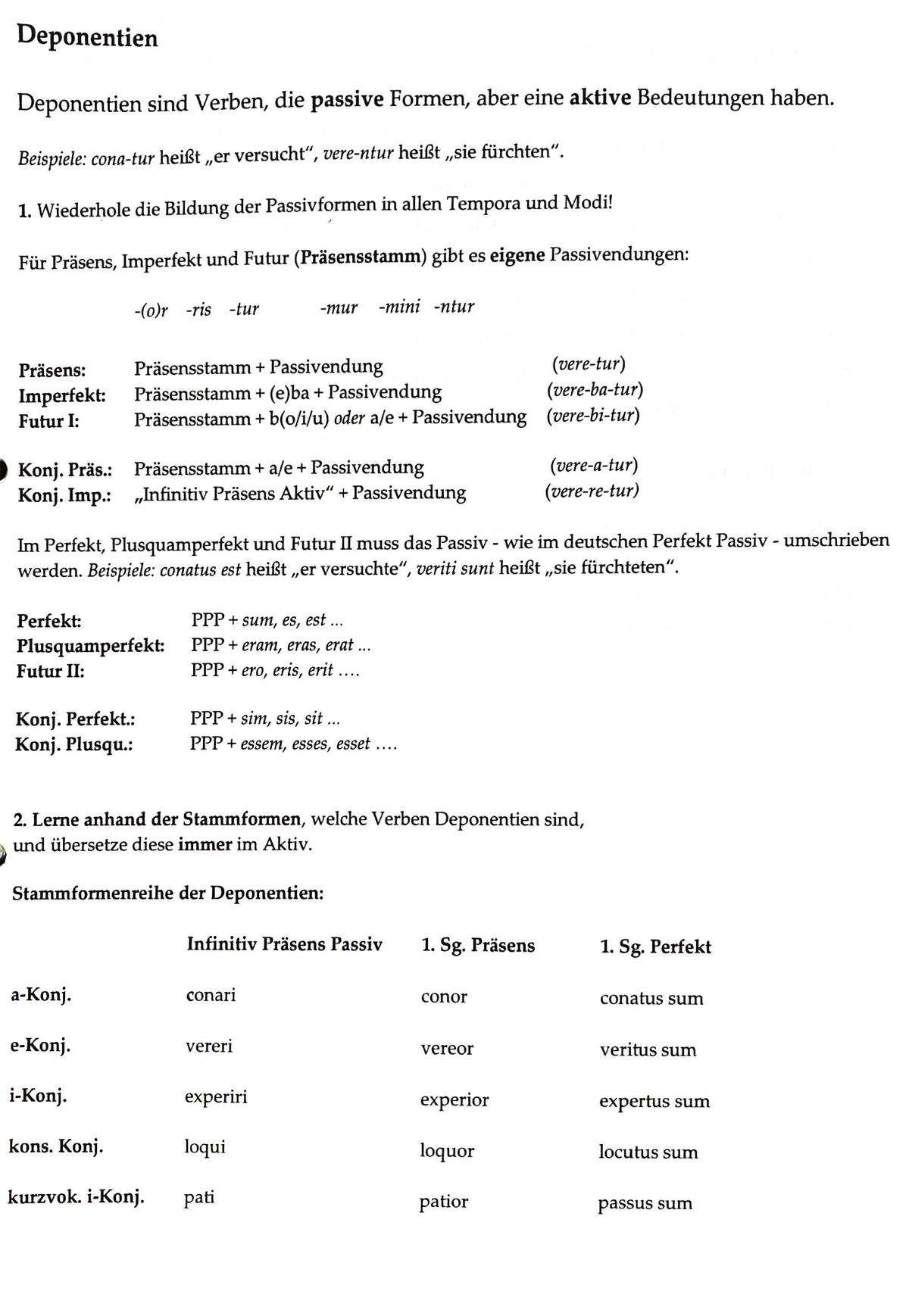Deponentien Latein - Deponentien Deponentiensind Verben, die passive ...