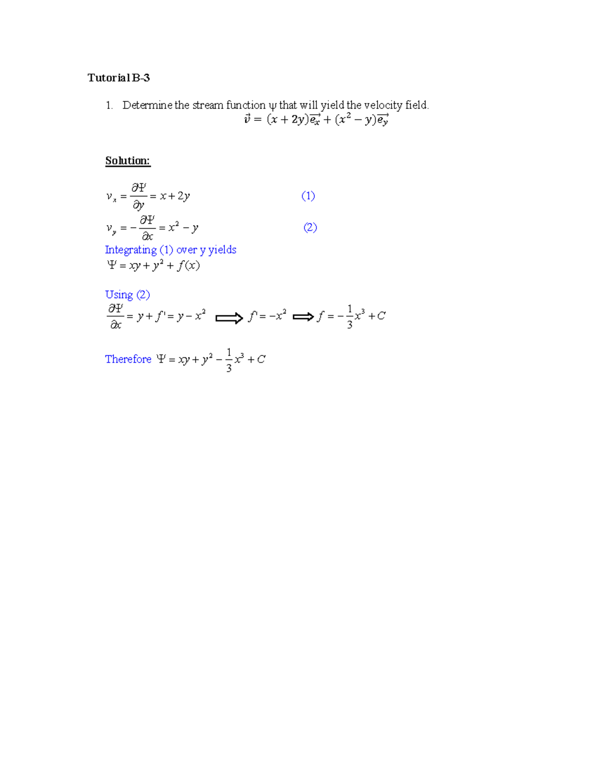 Fluid Mechanics Topic 2 Tutorial B-3 solutions - Tutorial B- Determine ...