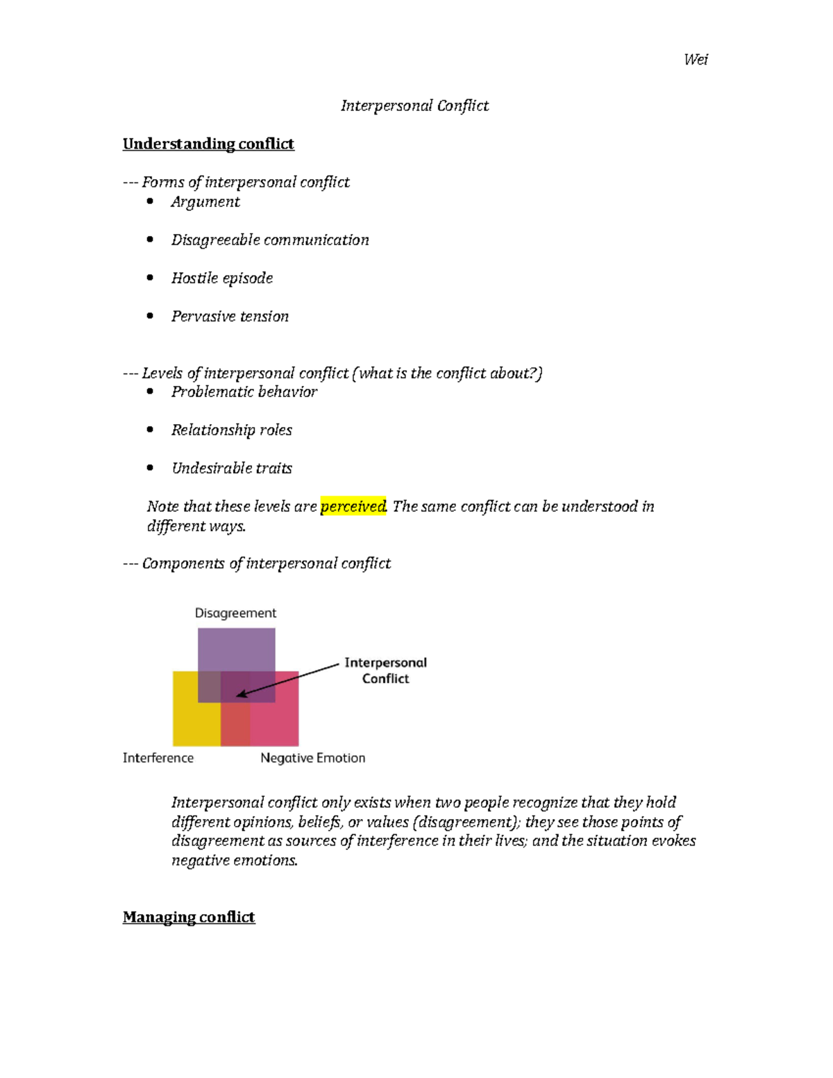 CAS203 Interpersonal Conflict - Interpersonal Conflict Understanding ...