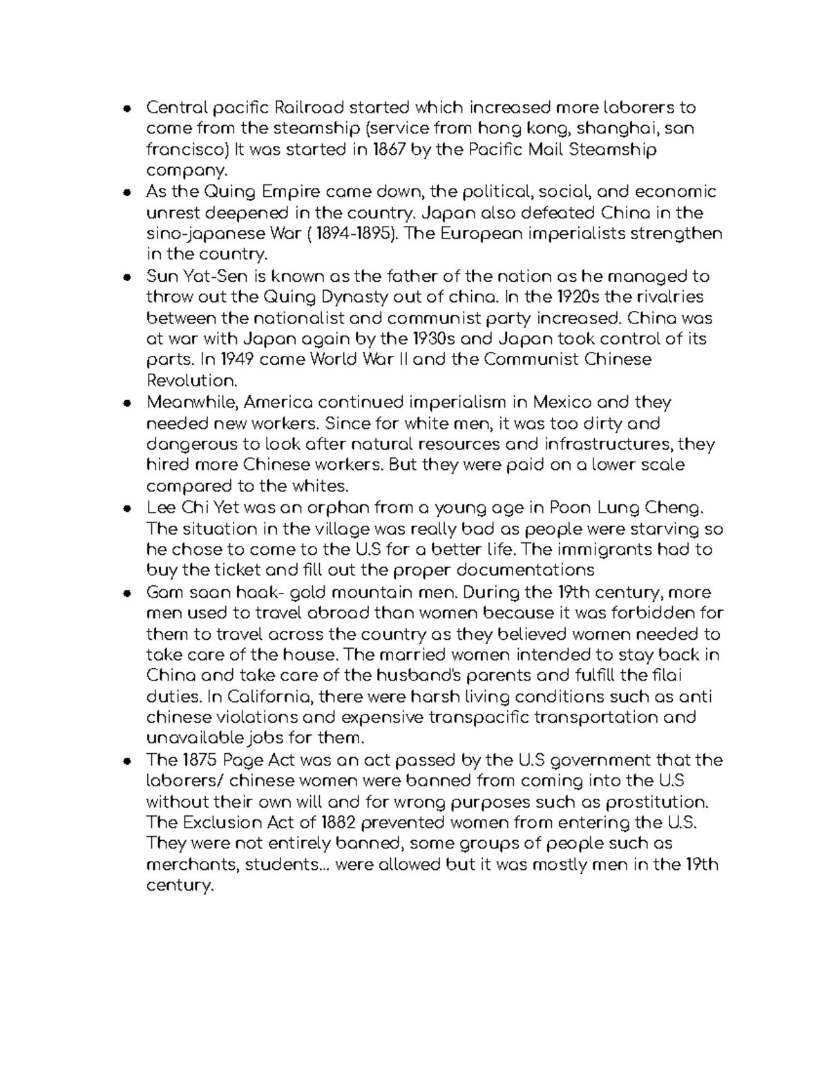 Chinese immigrant part 2 - Central pacific Railroad started which ...