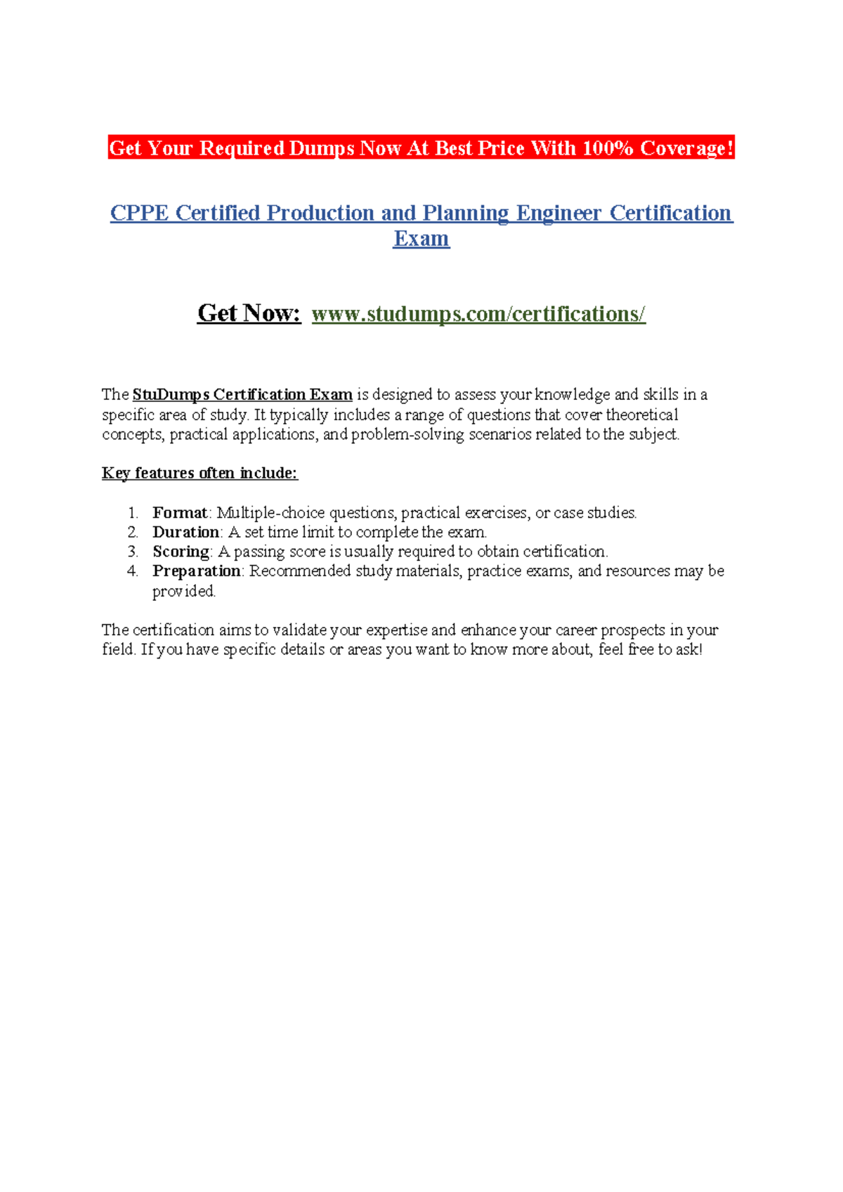 CPPE Certified Production and Planning Engineer Certification Exam - Get Your Required Dumps Now ...