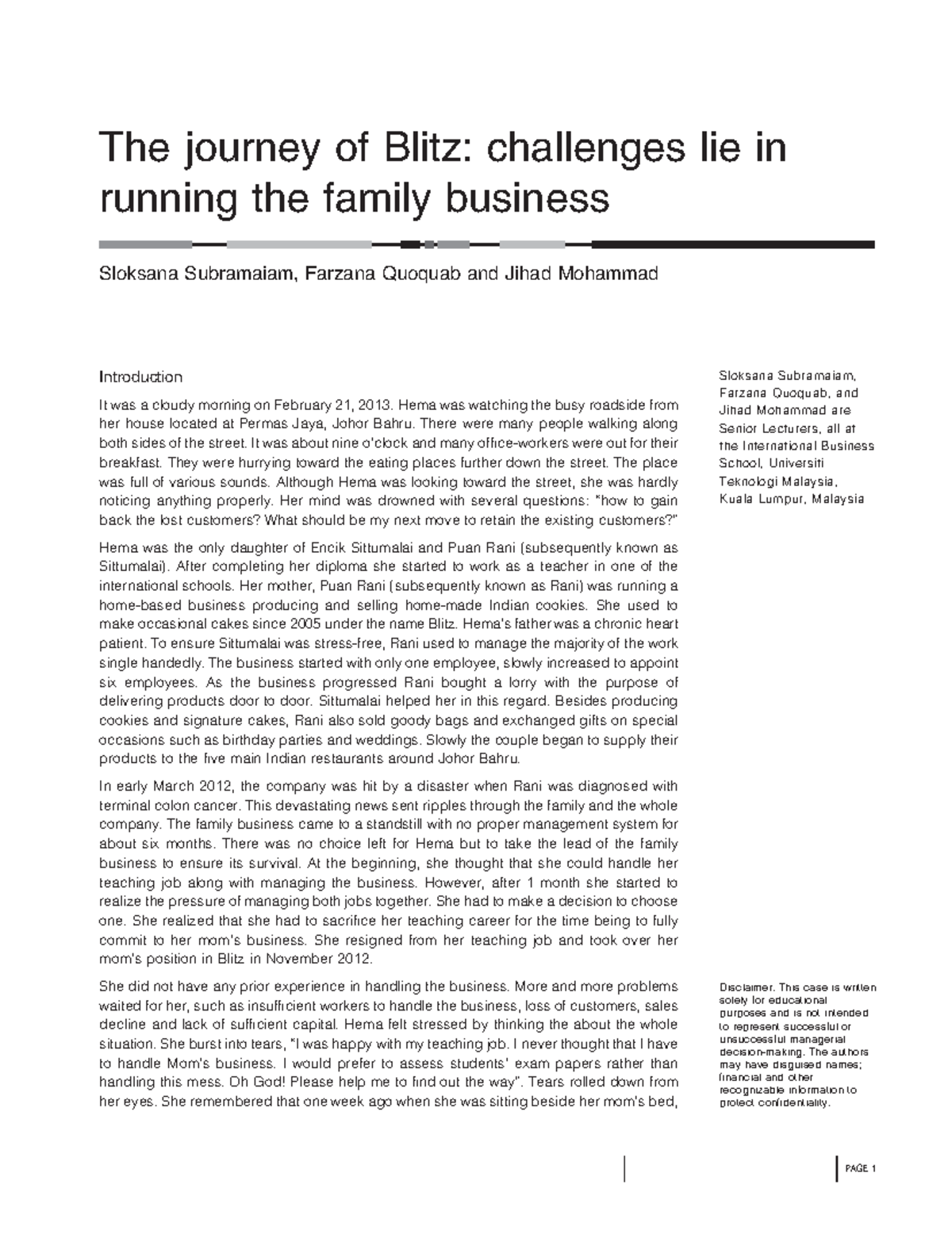 Case Discussion #1 Blitz - The journey of Blitz: challenges lie in ...