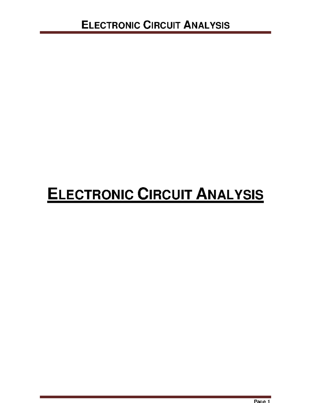 Electronic Circuit Analysis - ELECTRONIC CIRCUIT ANALYSIS Series ...
