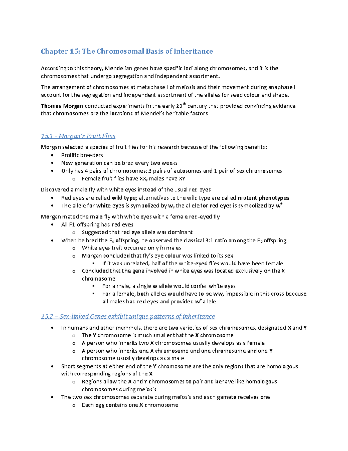 Chapter 15 - Chromosomal basis of Inheritance - Warning: TT: undefined function: 32 Warning: TT ...
