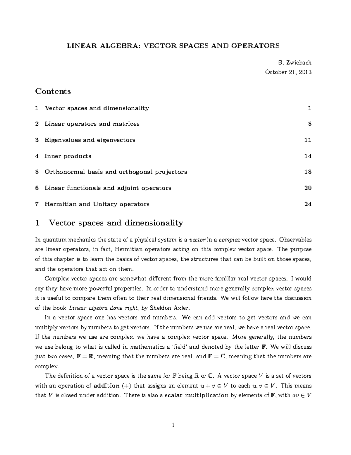 Mechanics - Linear Algebra Physics - LINEAR ALGEBRA: VECTOR SPACES AND ...