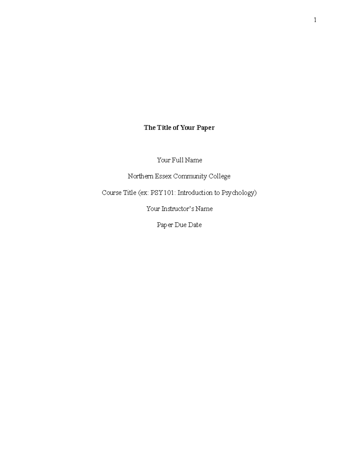 APA Style Student Paper Template 7th Edition - The Title of Your Paper ...
