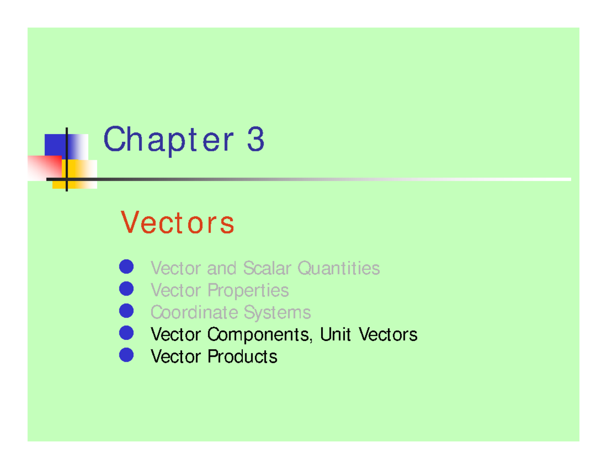 4b Ch3 - dfbsfdbfdsbs - Chapter 3 Vectors Vector and Scalar Quantities Vector Properties - Studocu