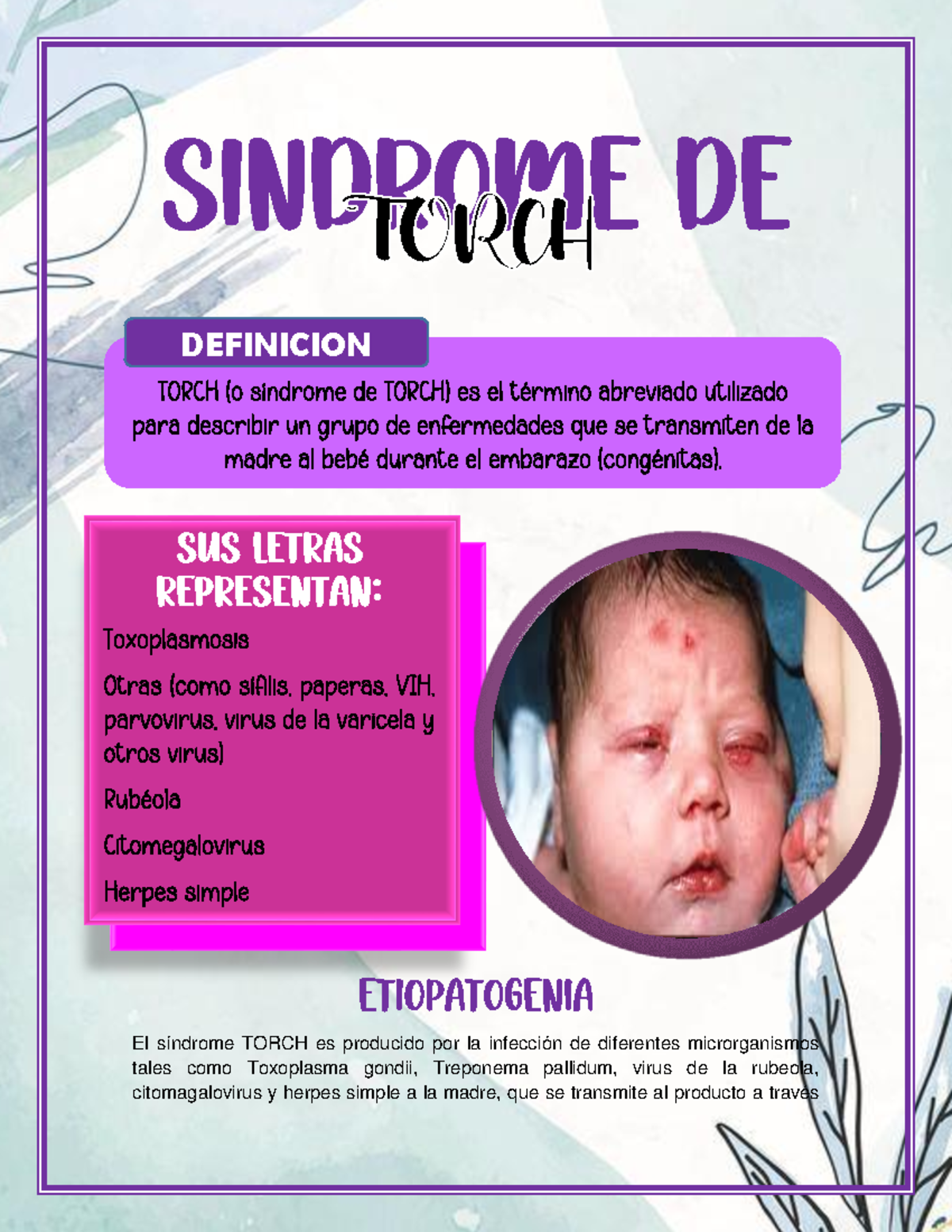 Síndrome DE Torch - resumen - El síndrome TORCH es producido por la ...