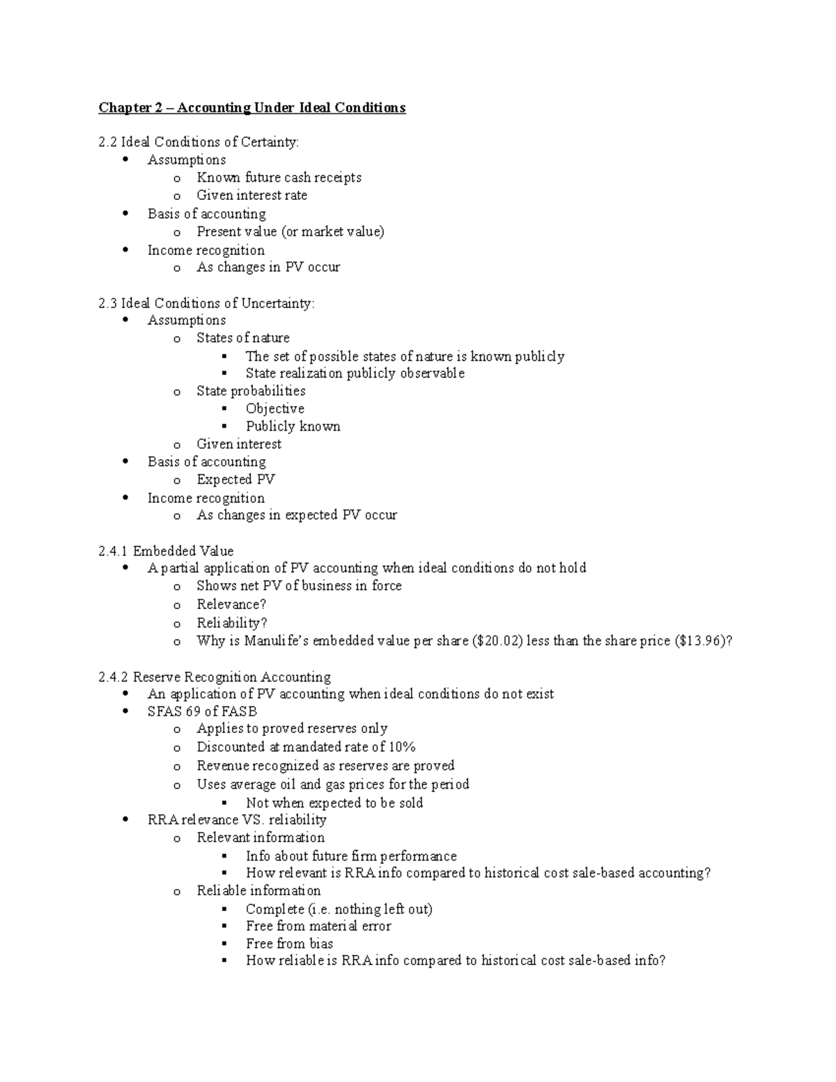 Chapter 2 - Accounting Under Ideal Conditions - Chapter 2 – Accounting ...