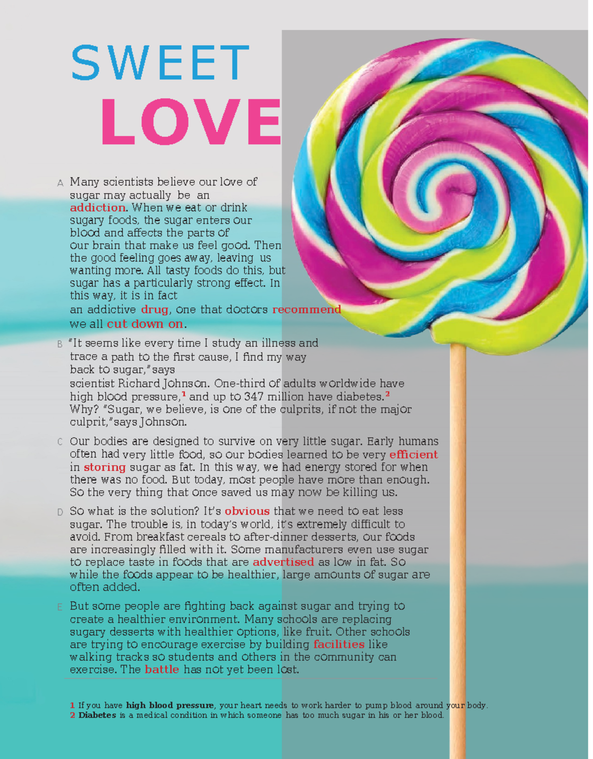1A - Reading - nnkn - SWEET LOVE A Many scientists believe our l O ve ...