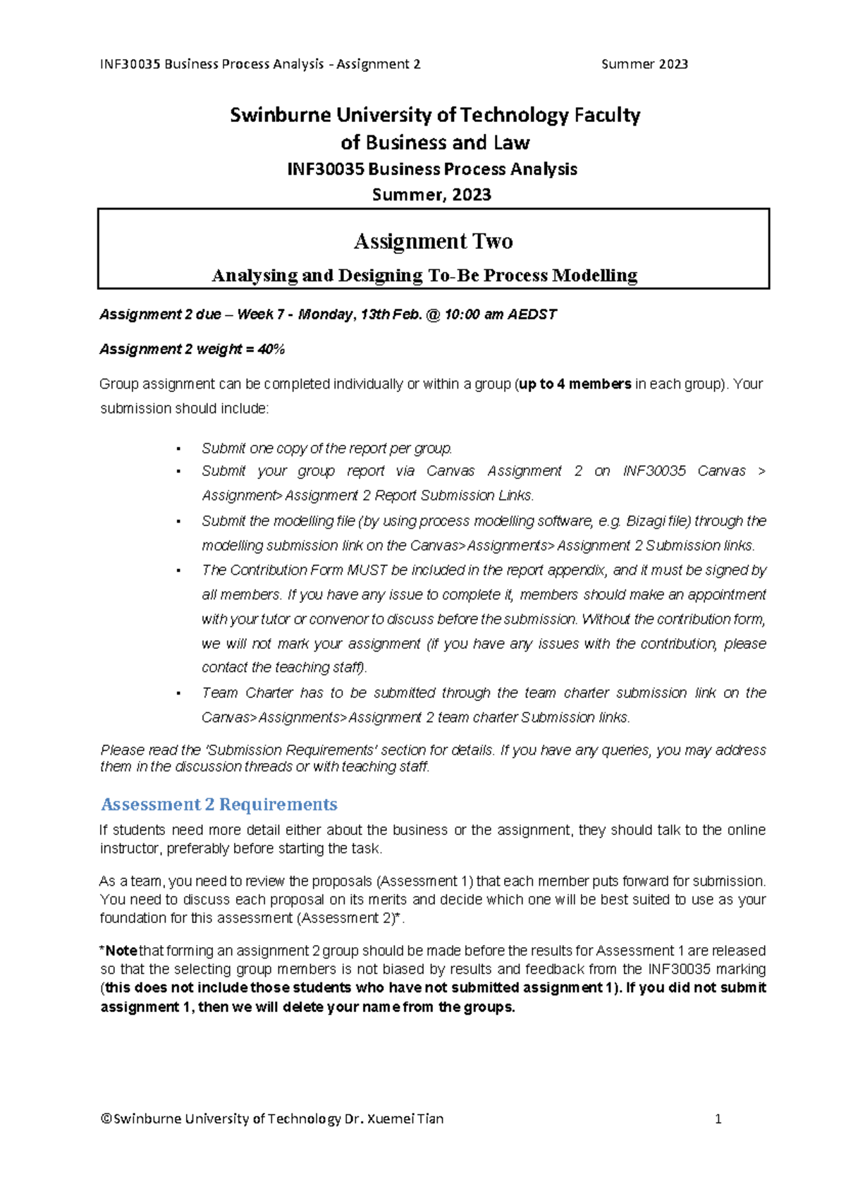 INF30035 Assignment 2 Specification Summer 2023 - Swinburne University ...