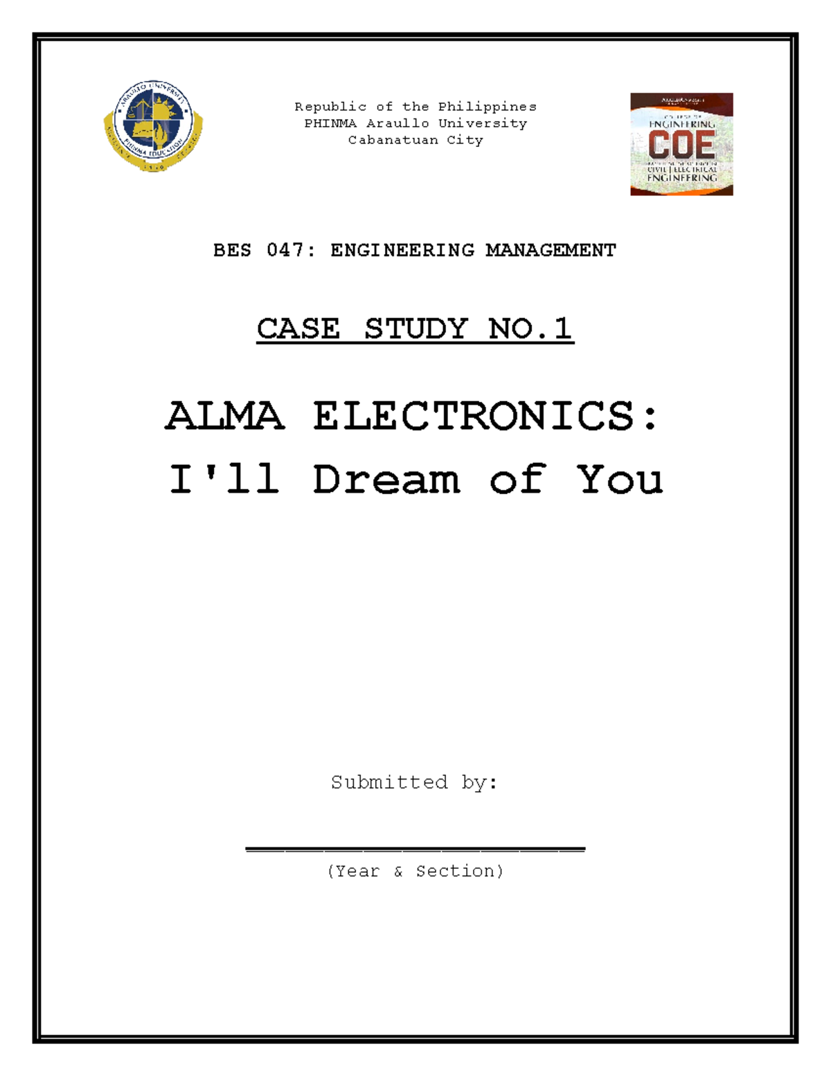 Case Study No. 1 - N/A - Republic of the Philippines PHINMA Araullo ...