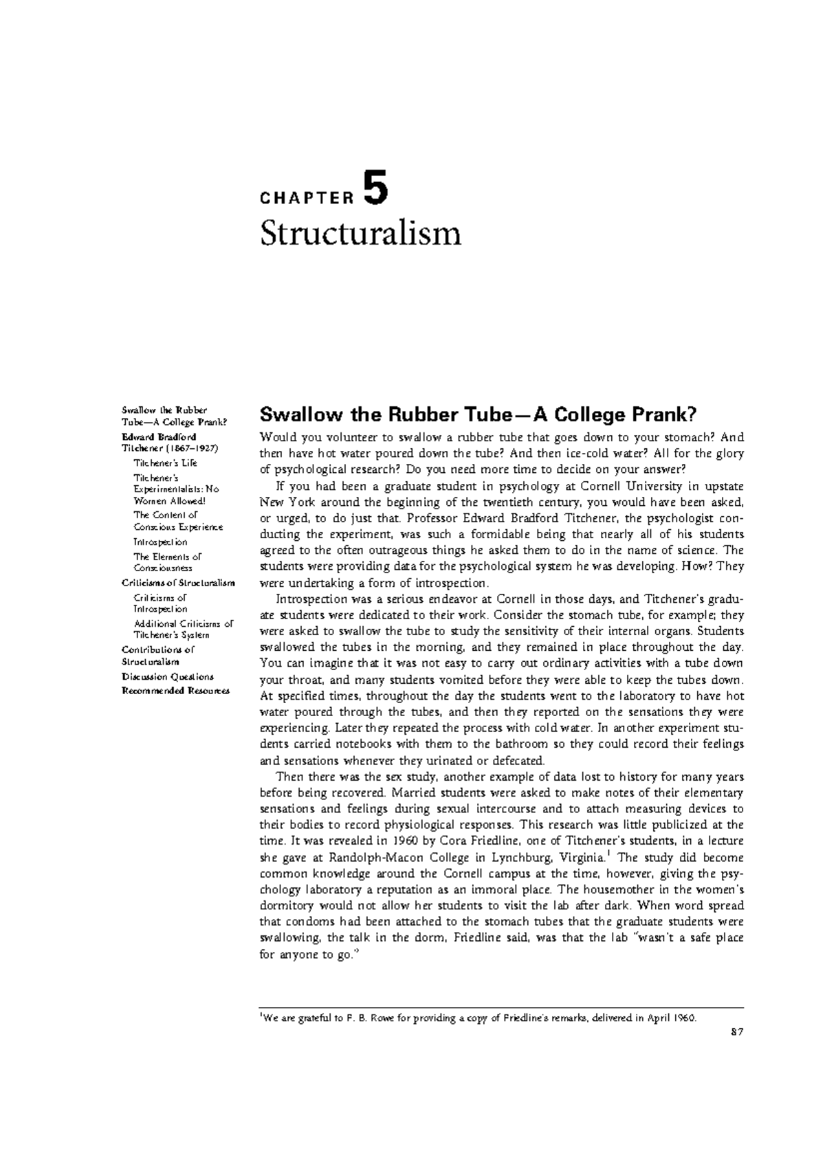 A-history-of-modern-psychology aula 7 - CHAPTER 5 Structuralism Swallow the Rubber - Studocu