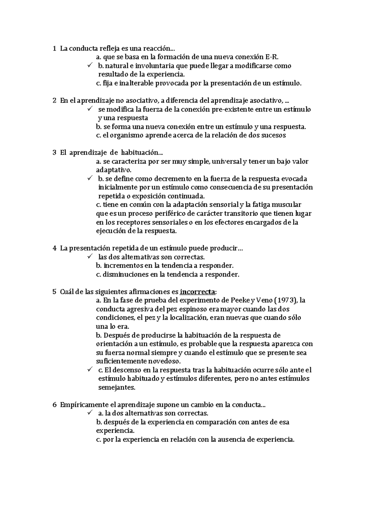 Preguntas y respuestas de diferentes controles - 1 La conducta refleja ...