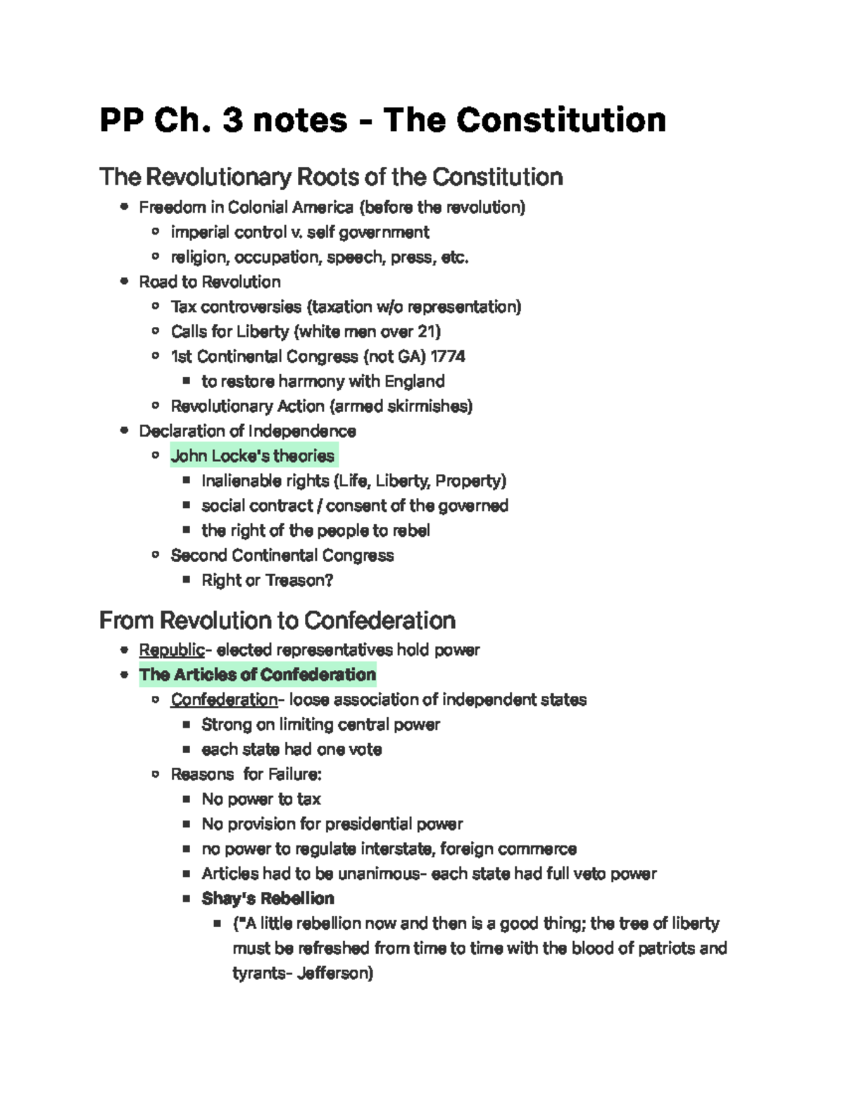 PP Ch. 3 notes - The Constitution - P P C h. 3 n o te s - T h e C o n s ...