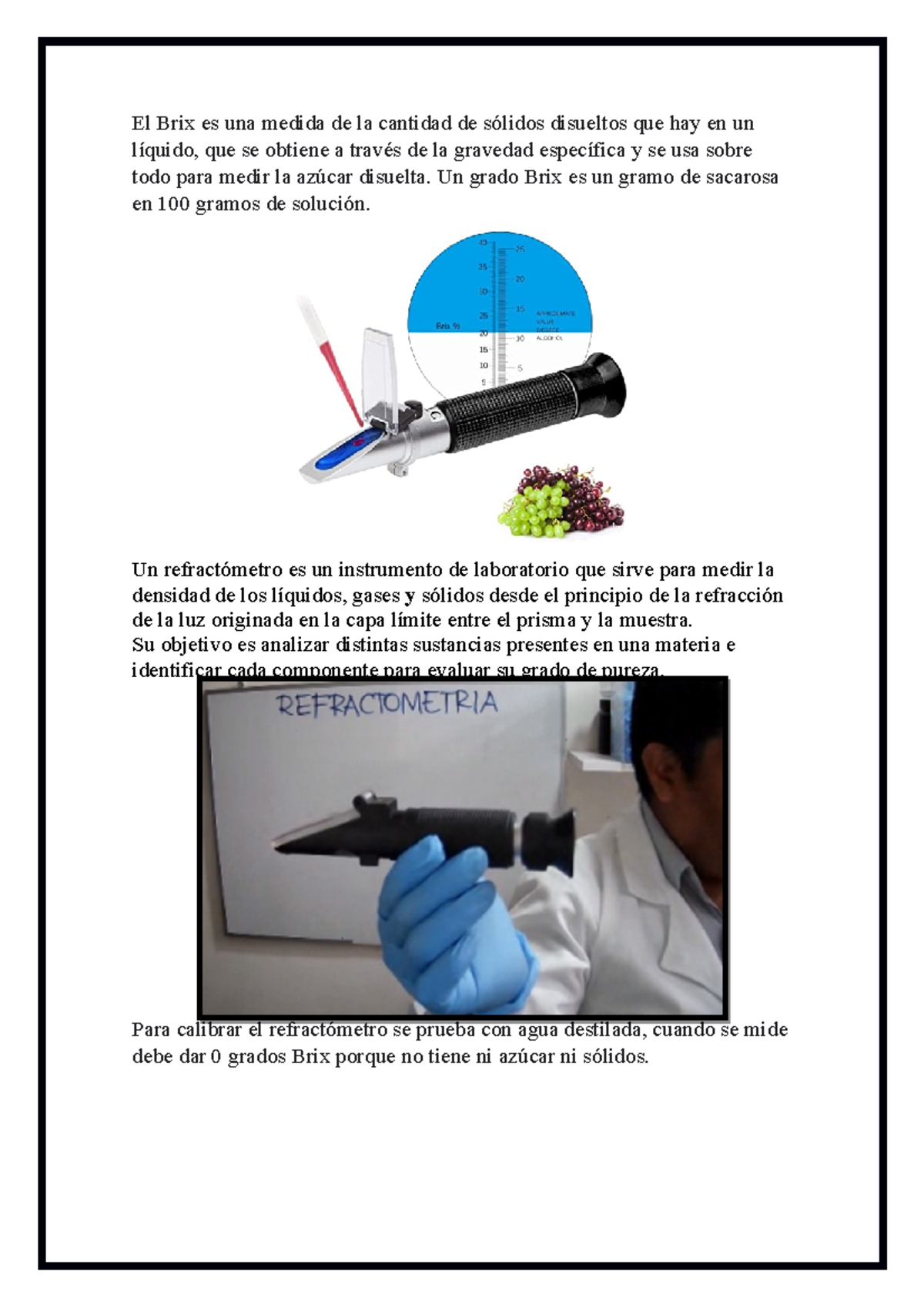 Agroindustria (Laboratorio) - El Brix es una medida de la cantidad de ...