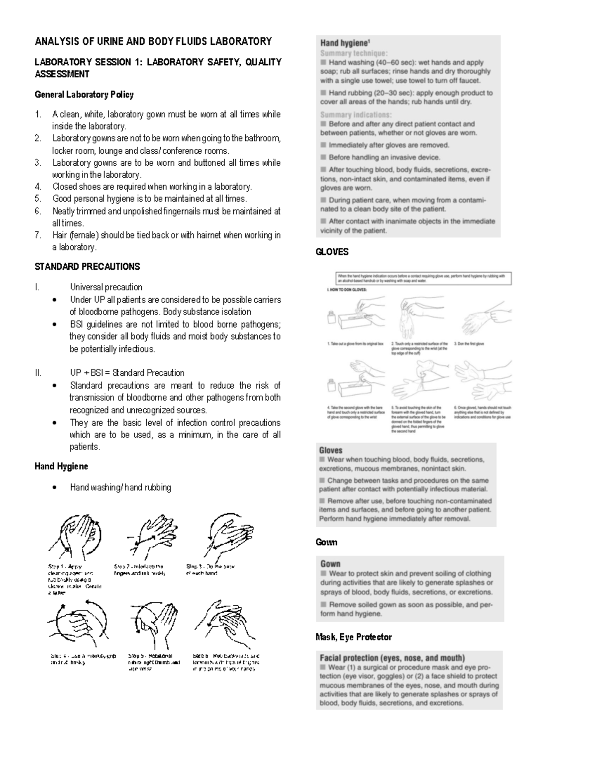 AUBF LAB - AUBF LABORATORY MIDTERMS - ANALYSIS OF URINE AND BODY FLUIDS ...