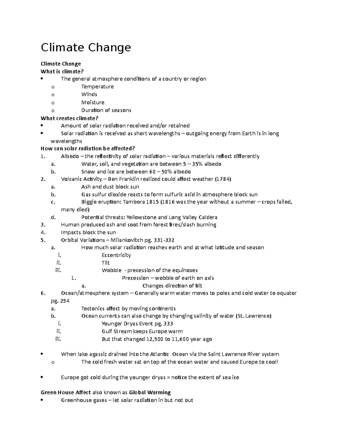 Climate Change - Lecture notes 12 - Climate Change Climate Change What ...
