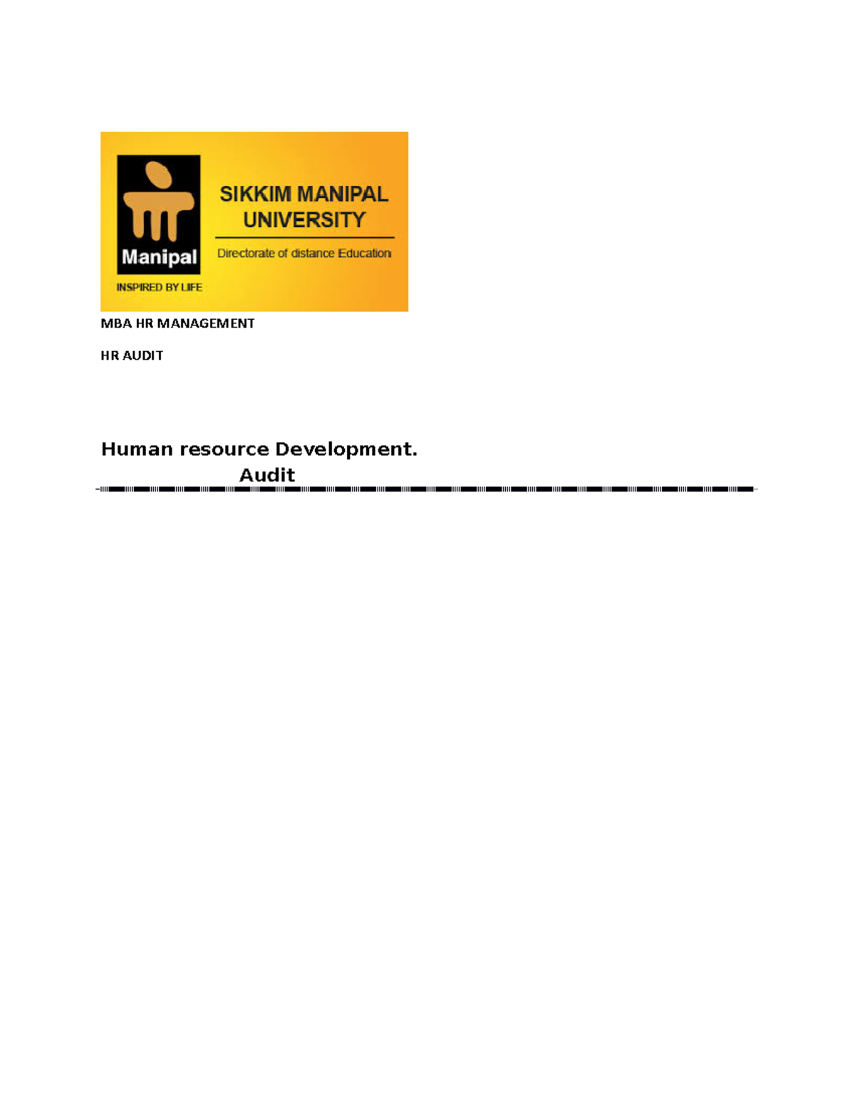Human resource Development. Audit pdf - MBA HR MANAGEMENT HR AUDIT ...