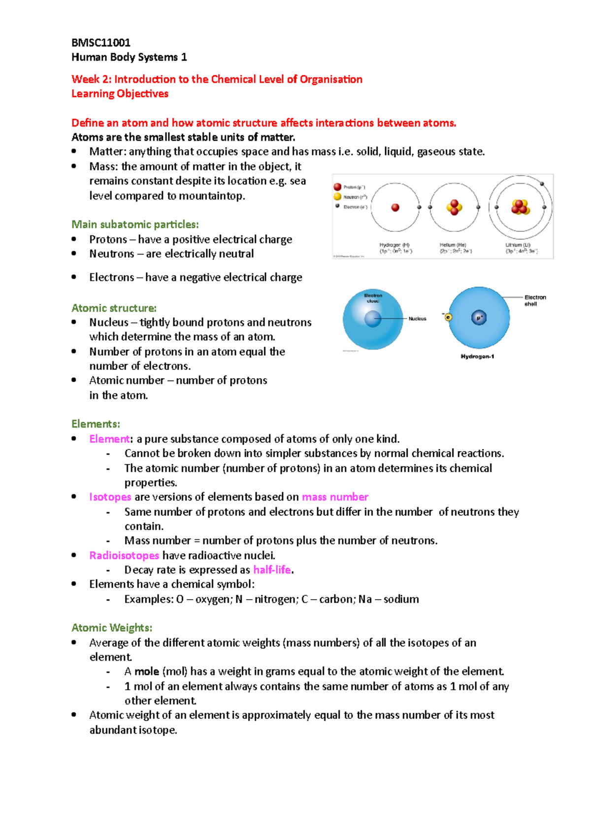 Week 2 - Lecture Notes - Human Body Systems 1 - Human Body Systems 1 ...