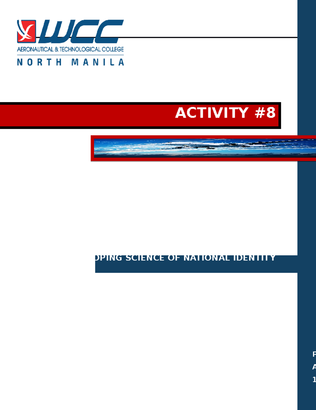 CF 7 - Activity 8 - Principe - P A 1 CF 7 DEVELOPING SCIENCE OF ...