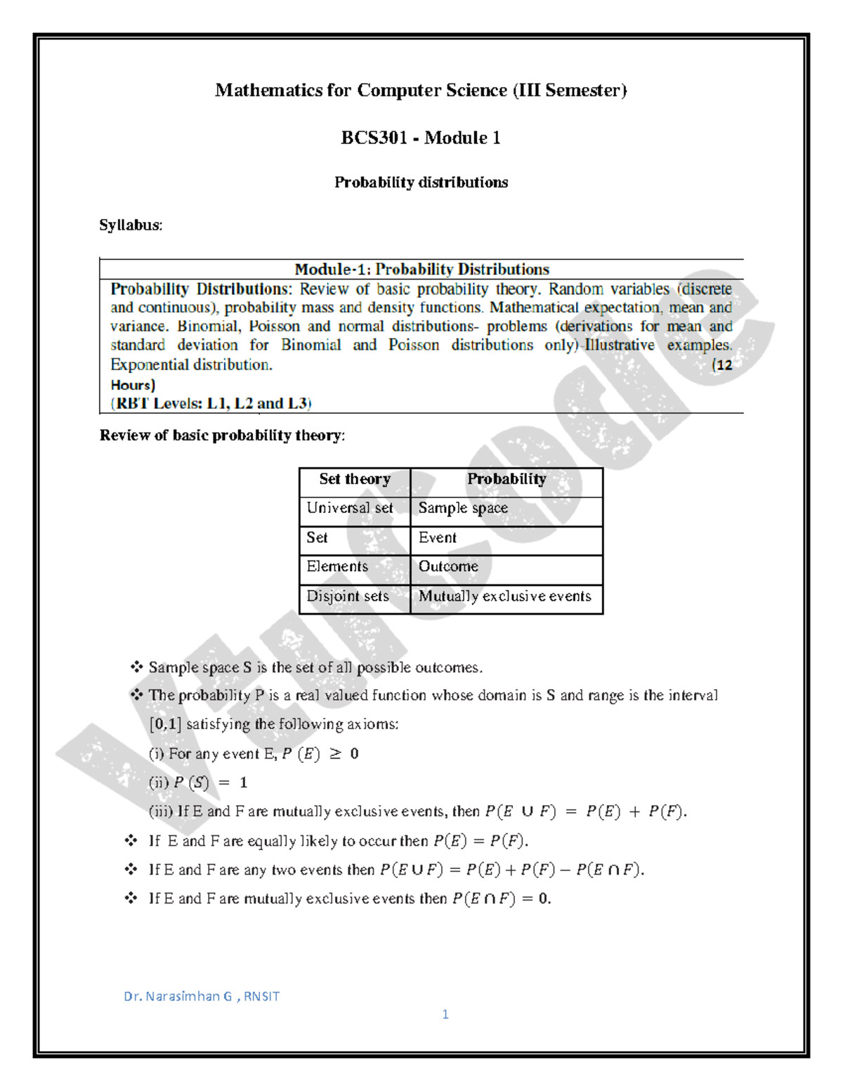 Maths Full Notes - Dr. Narasimhan G , RNSIT Mathematics for Computer ...