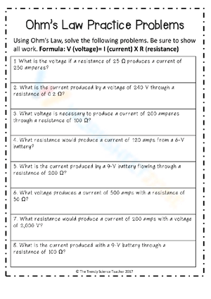 Physical-Science -Ohms-Law-Practice - Physical Science: Law Practice ...
