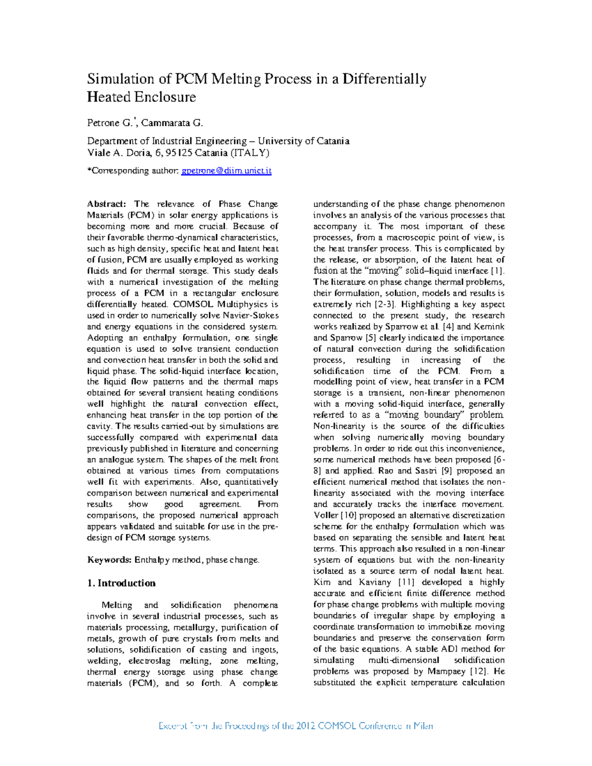 Petrone paper - impact of PCM materials - Simulation of PCM Melting ...