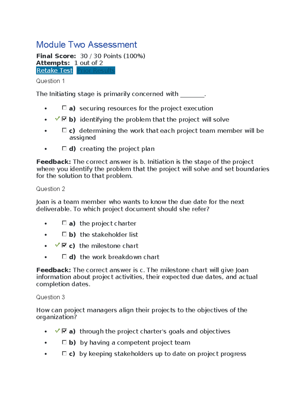 Module Two Assessment - Module Two Assessment Final Score: 30 / 30 ...