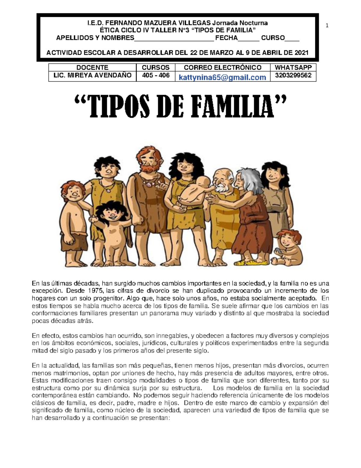 Tipos DE Familia 2 - 1 DOCENTE CURSOS CORREO ELECTRÓNICO WHATSAPP LIC ...