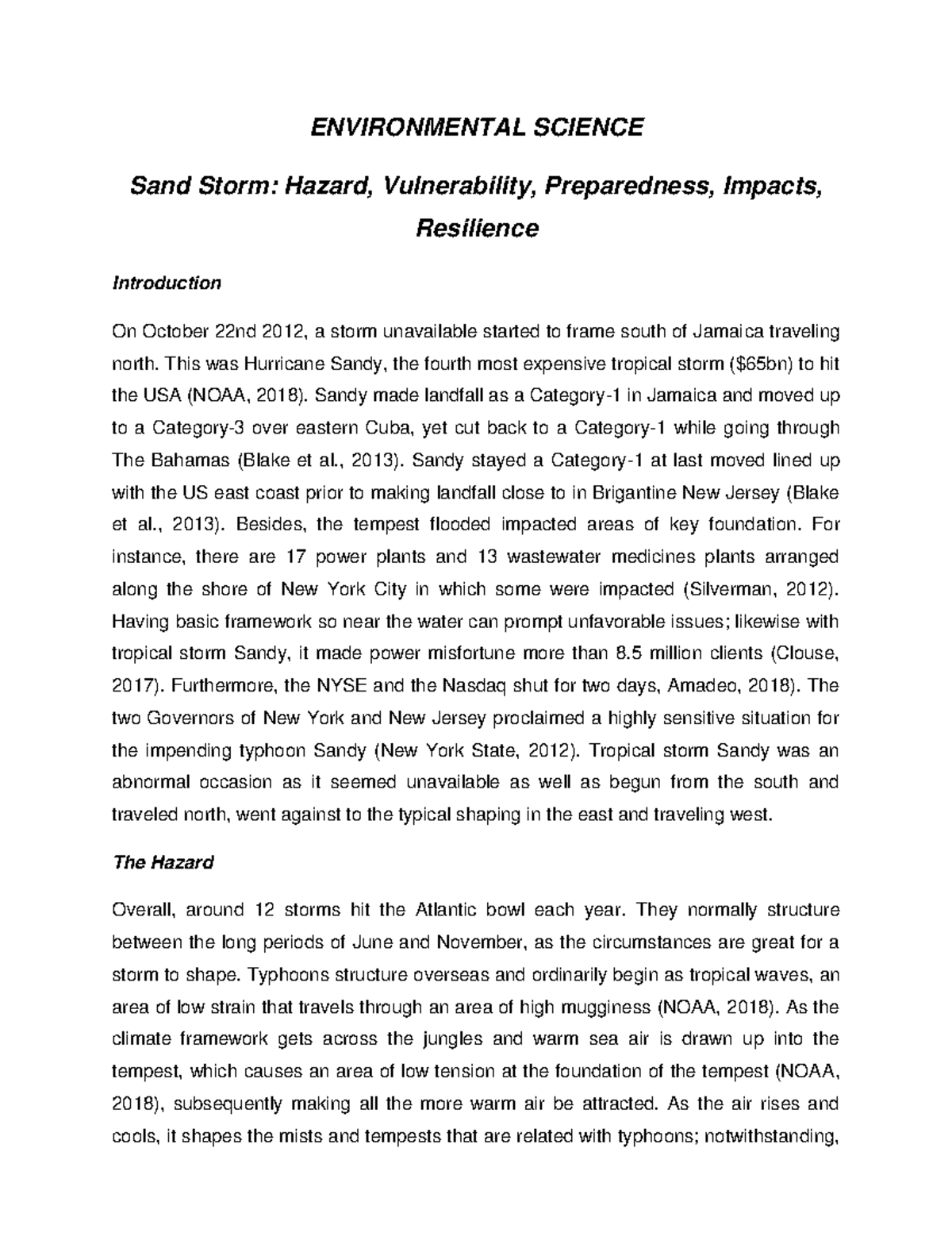 Sand Storm Hazard, Vulnerability, Preparedness, Impacts, Resilience ...
