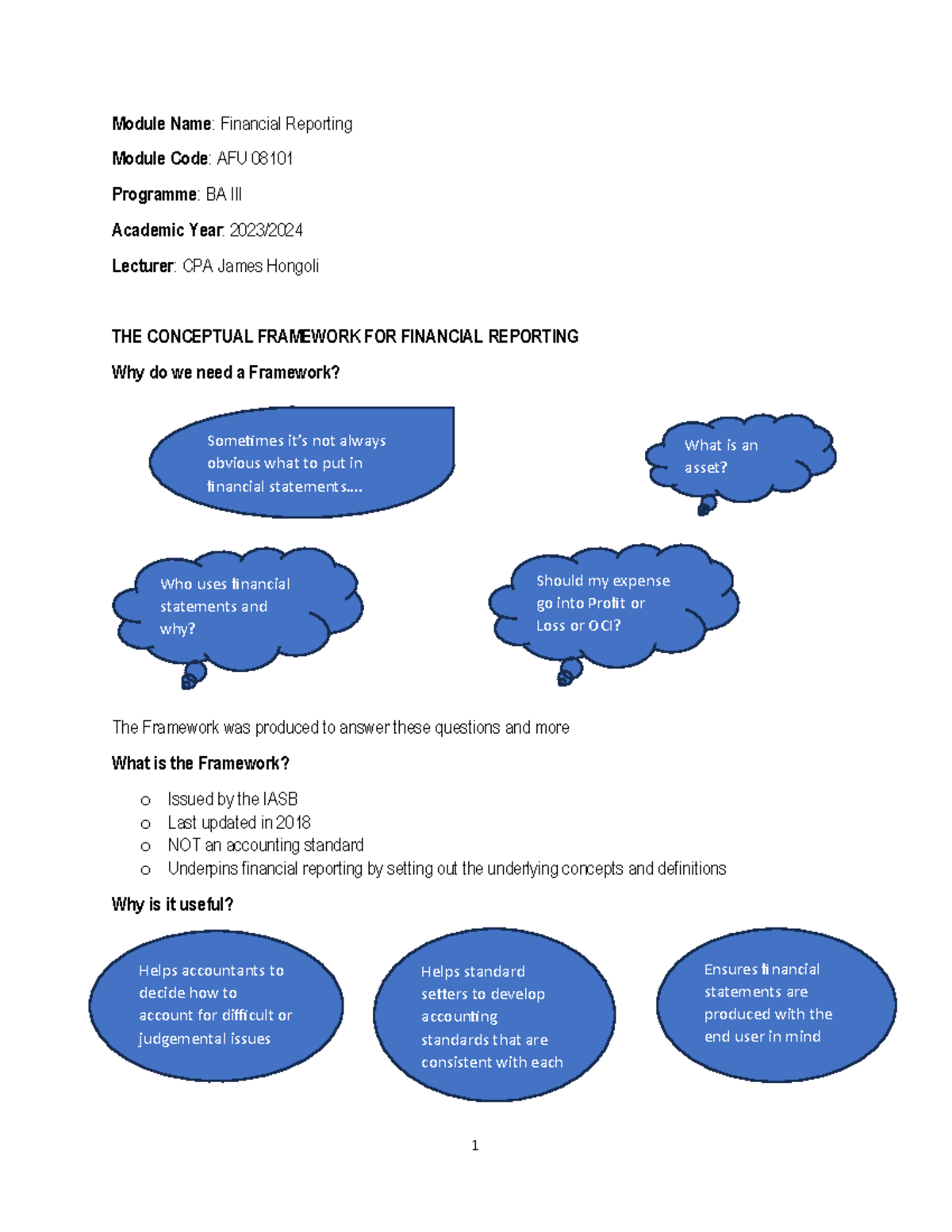 The Conceptual Framework for Financial Reporting - Module Name ...