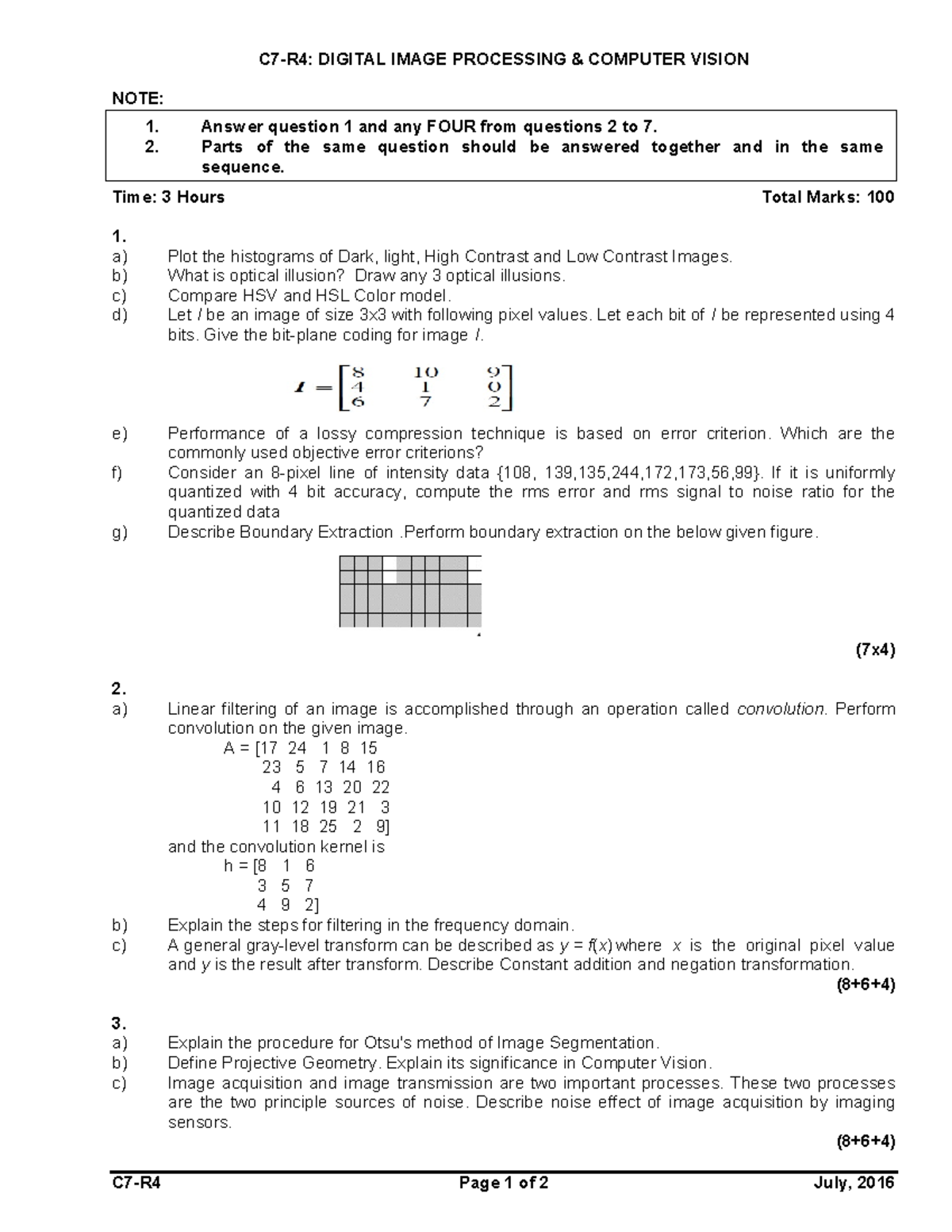 2016 JUL C7-R4 - Assignment paper of DIP - C7-R4 Page 1 of 2 July, 2016 ...