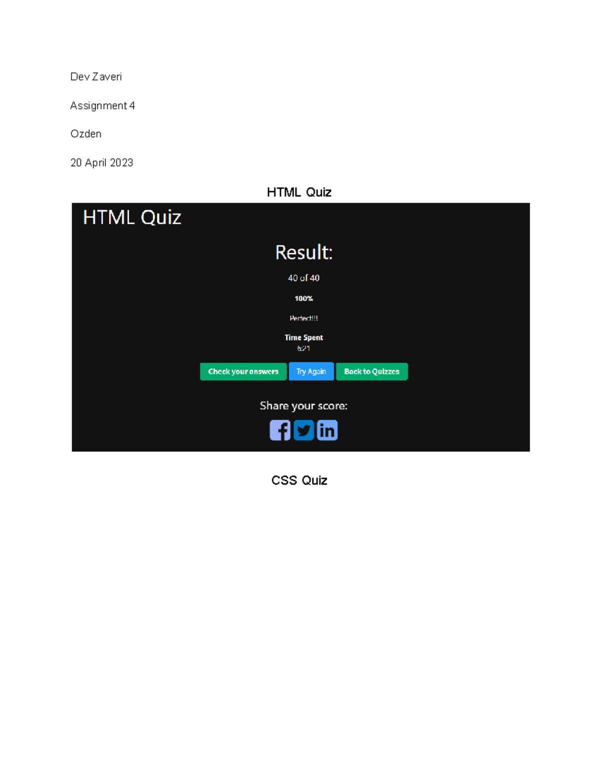 Cmpsc 221 Assignment 4 - CMPSC 463 - Dev Zaveri Assignment 4 Ozden 20 ...