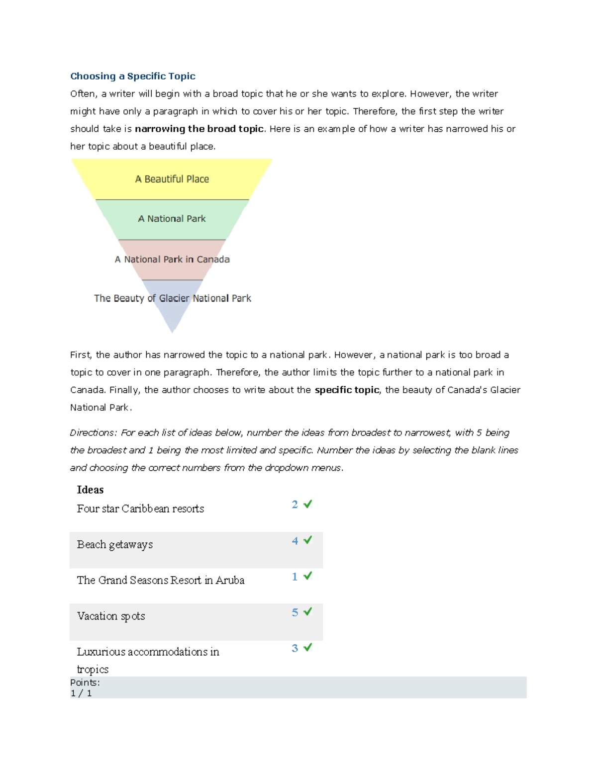 Choosing a Specific Topic - Choosing a Specific Topic Often, a writer ...