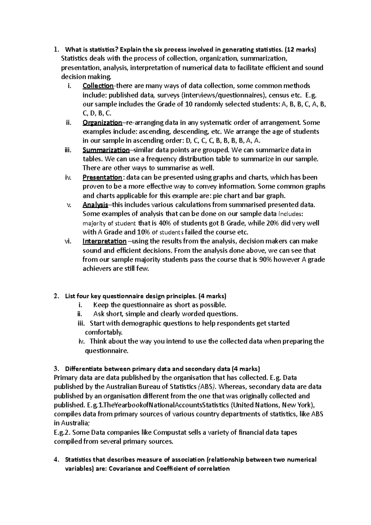 EC203 Assignment - ECONOMICS STATISTICS - What is statistics? Explain ...